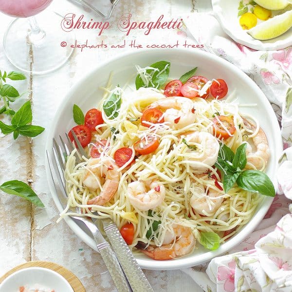 Shrimp spaghetti - elephants and the coconut trees